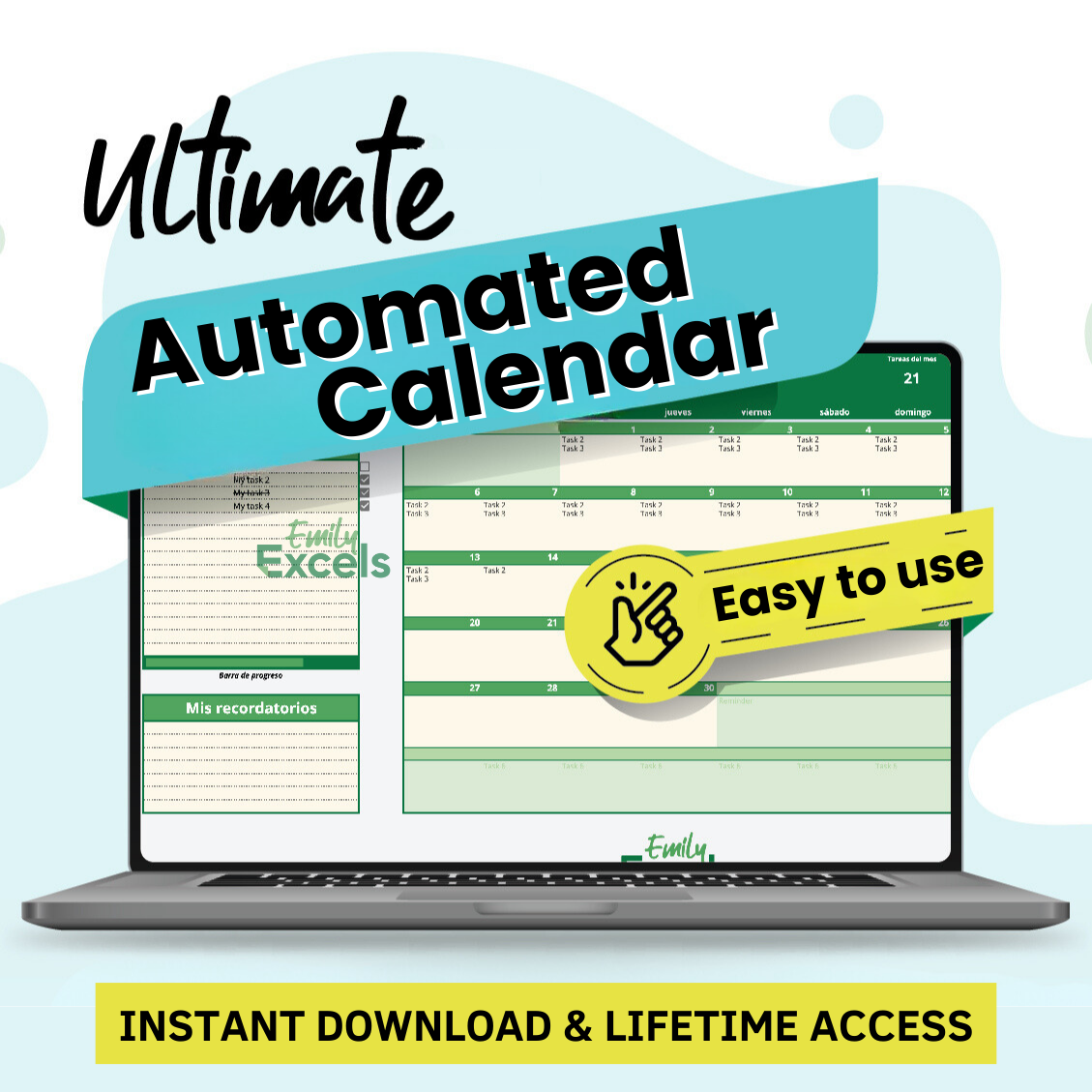 Ultimate Automated Calendar Excel – Emily Excels
