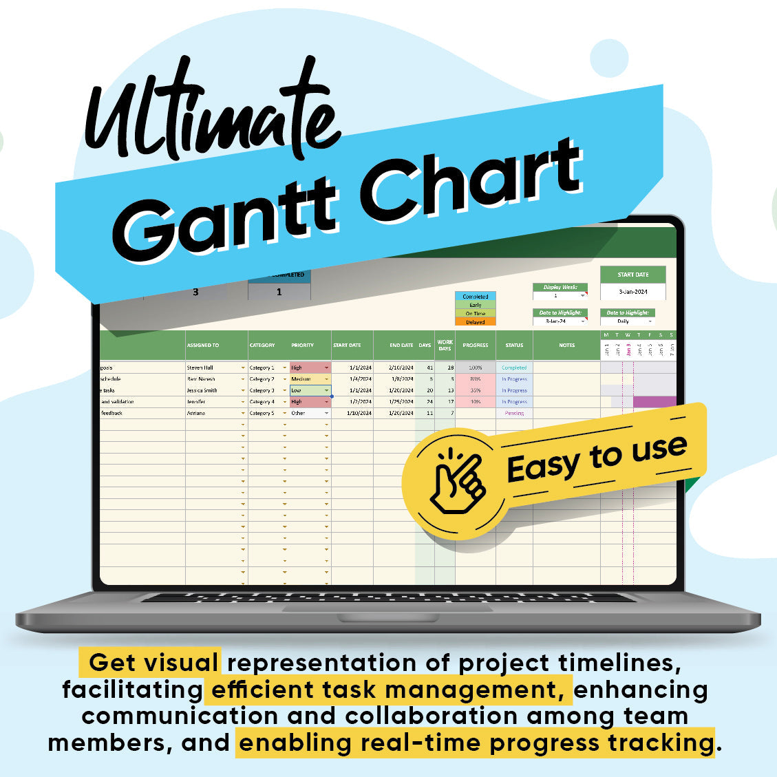 Gantt Chart Google Sheet: Streamline Project Planning & Tracking ...